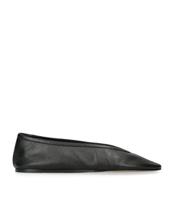 Le Monde Beryl Leather Ballet Flats - Black