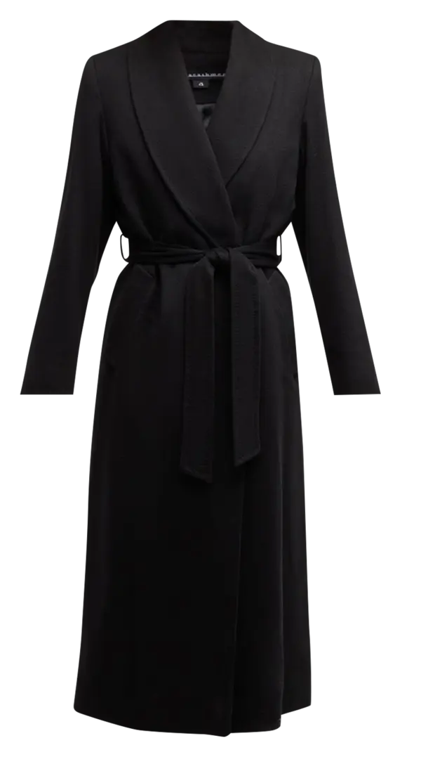 Sofia Cashmere Cashmere Belted Wrap Coat With Pick-stitch Detail - Black