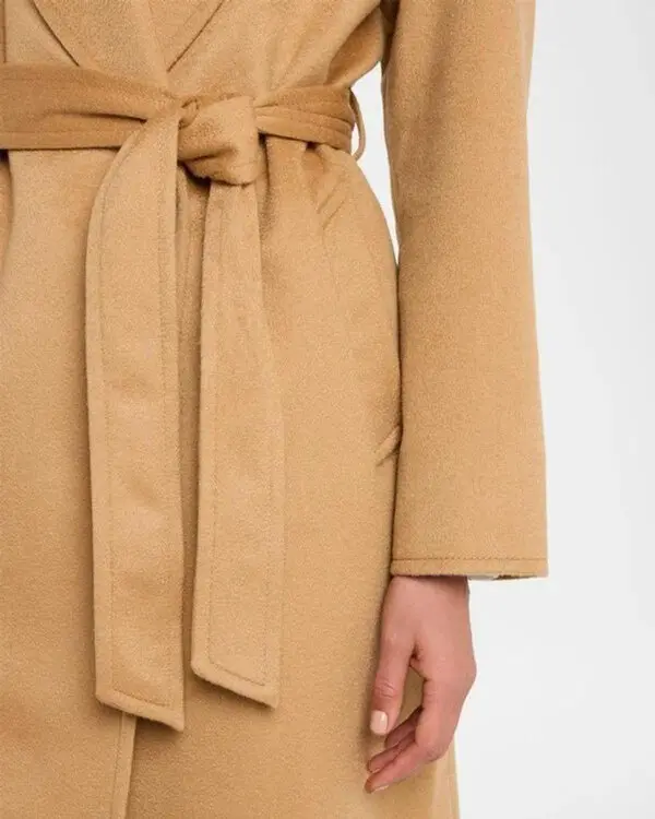 Sofia Cashmere Cashmere Belted Wrap Coat With Pick-stitch Detail - Camel