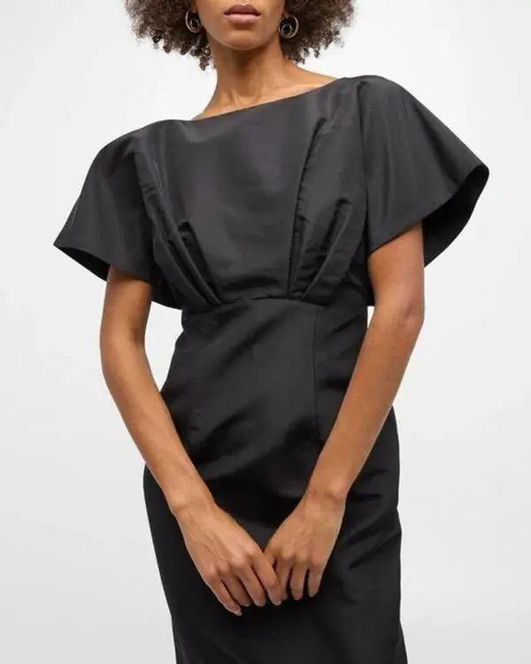 Carolina Herrera Silk Column Gown With Fan Bodice