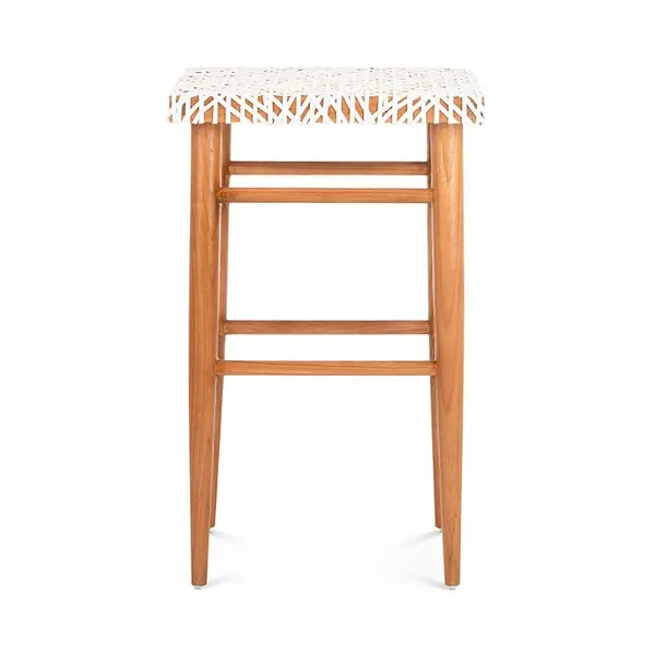 SAFAVIEH Kaleo Woven Leather Barstool - White