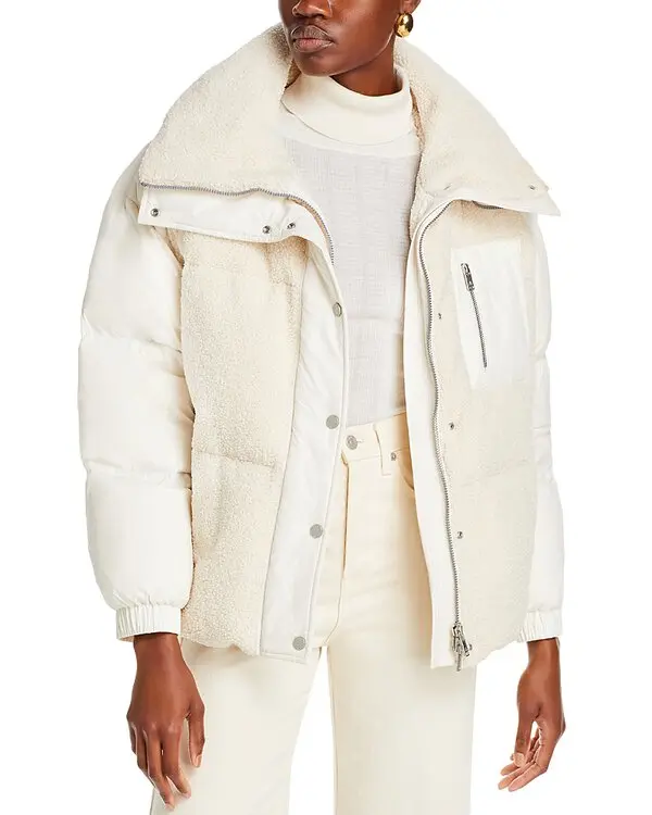Moose Knuckles Elmira Sherpa Down Puffer Jacket In Ivory - 70% Off