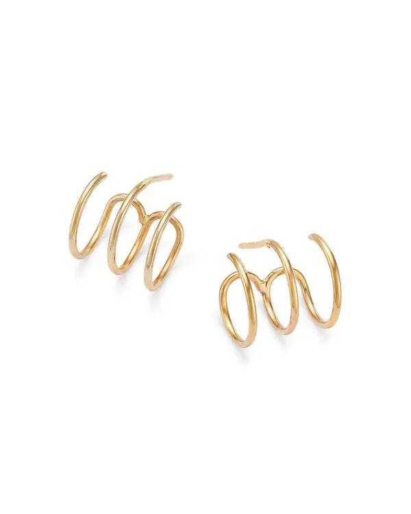 MOON & MEADOW 14k Yellow Triple Wire Cuff Earrings