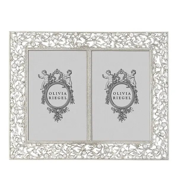OLIVIA RIEGEL Silver Tone Double Frame, 4 X 6 - Crystal