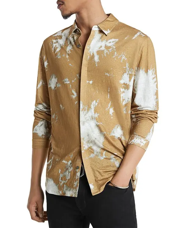 John Varvatos Madera Regular Fit Linen Shirt - Mustard