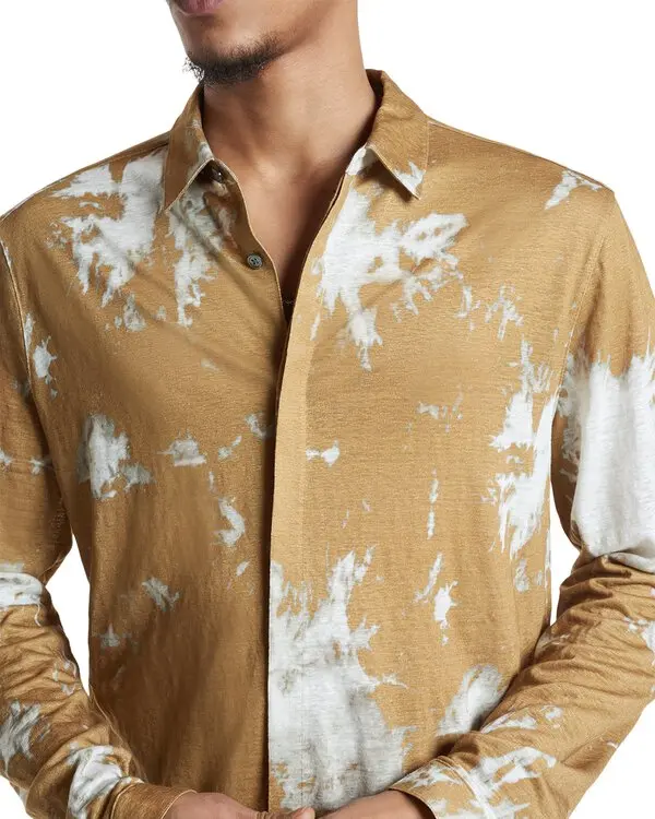 John Varvatos Madera Regular Fit Linen Shirt - Mustard