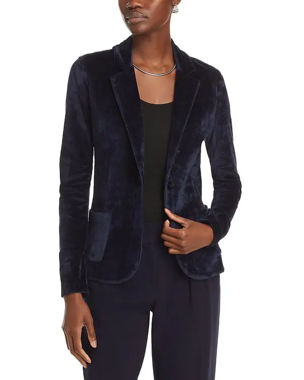 Majestic Filatures Velour One-button Blazer - Marine