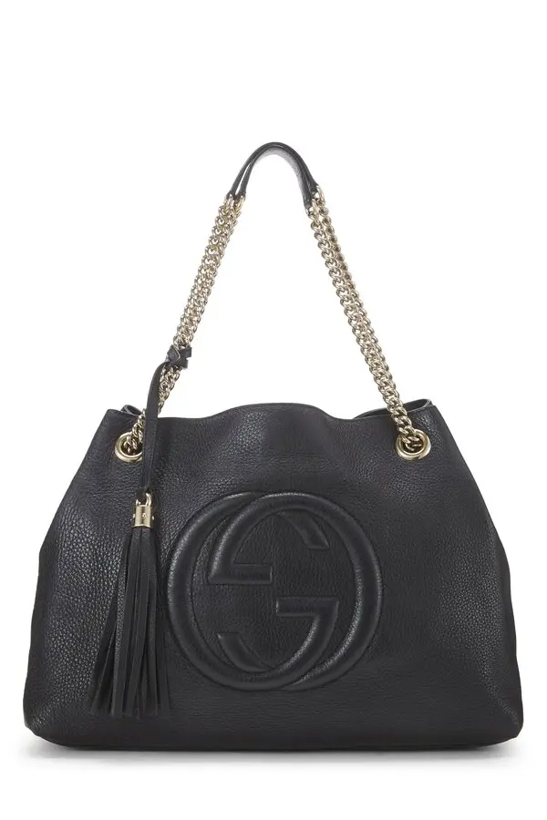 Gucci Leather Soho Chain Tote - Black