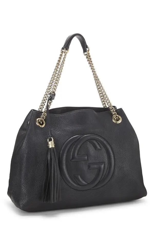Gucci Leather Soho Chain Tote - Black