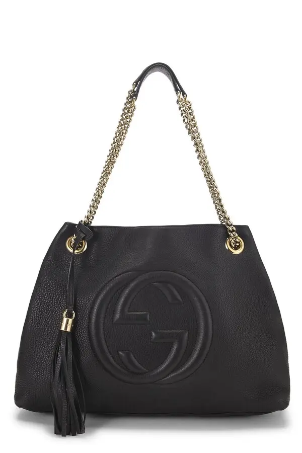 Gucci Leather Soho Chain Tote - Black