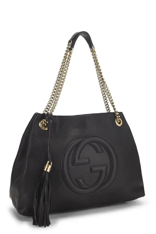 Gucci Leather Soho Chain Tote - Black