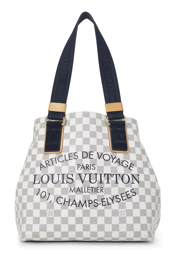 LOUIS VUITTON Damier Azur Plein Soleil Cabas - White