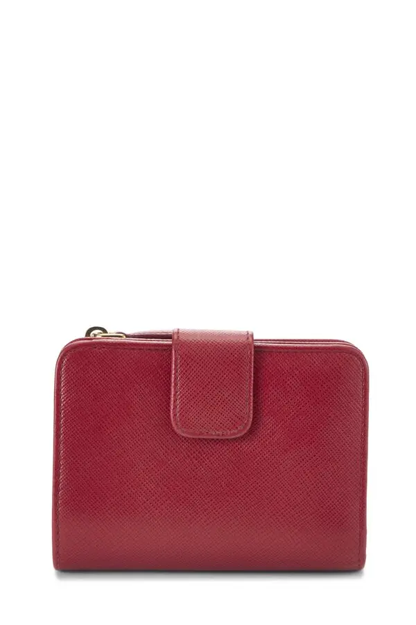 Prada Saffiano Compact Wallet - Red