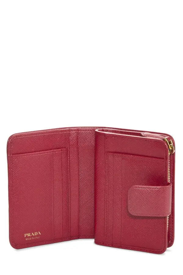 Prada Saffiano Compact Wallet - Red