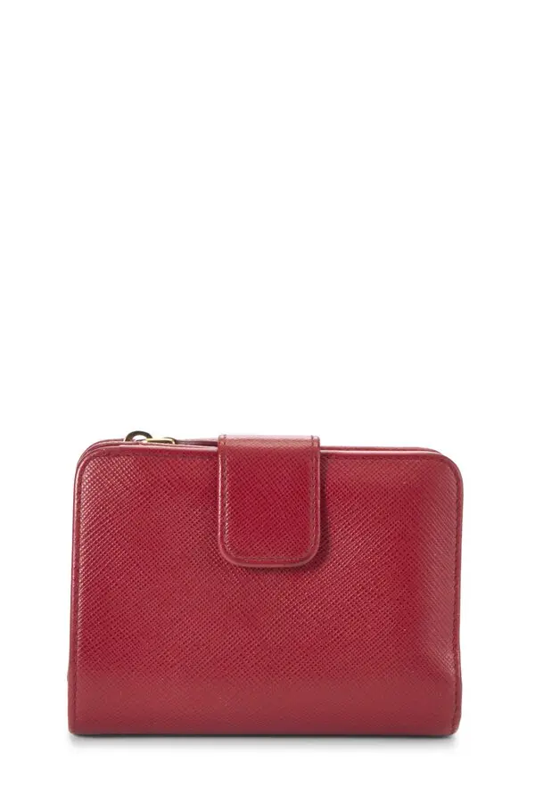 Prada Saffiano Compact Wallet - Red