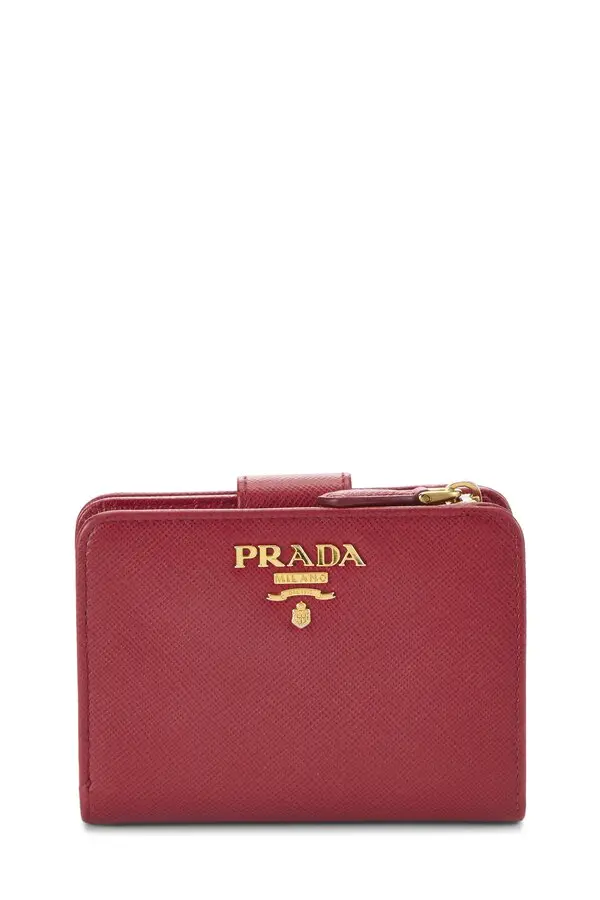 Prada Saffiano Compact Wallet - Red
