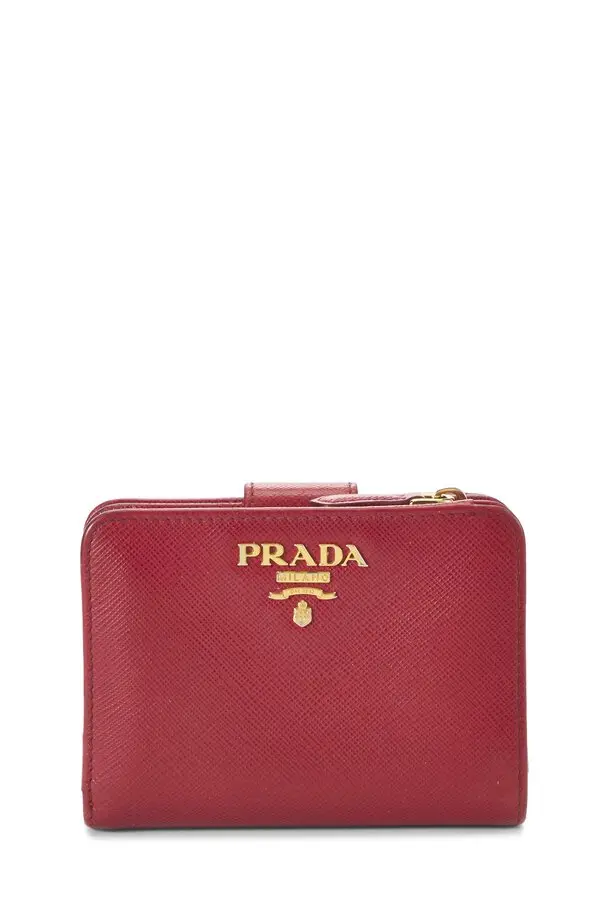 Prada Saffiano Compact Wallet - Red