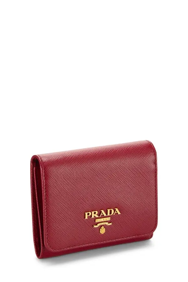 Prada Saffiano Compact Wallet - Red