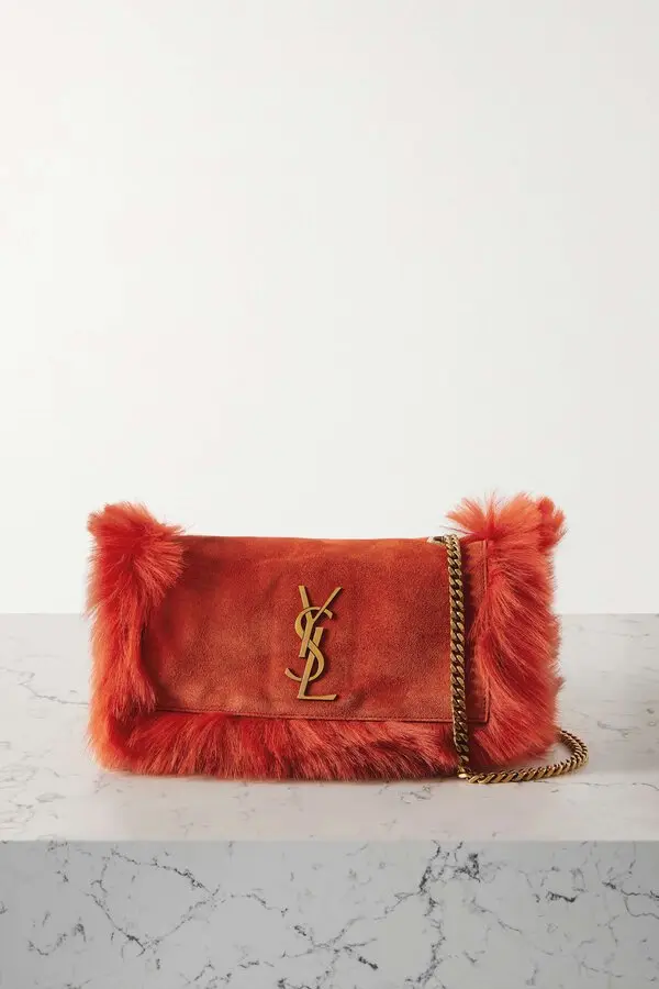 Saint Laurent Kate Reversible Faux Fur And Suede Shoulder Bag