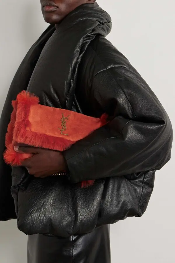 Saint Laurent Kate Reversible Faux Fur And Suede Shoulder Bag