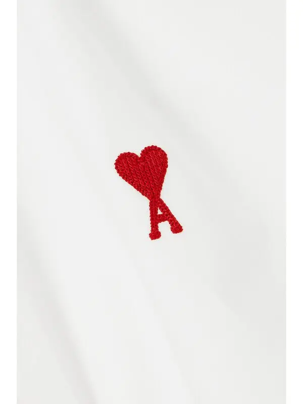 AMI Paris Adc Embroidered Cotton Oxford Shirt - White