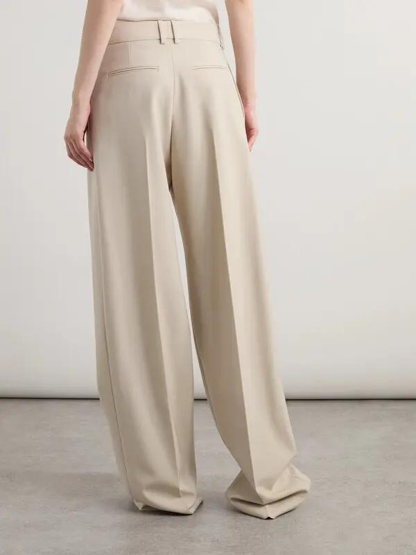 Saint Laurent Pleated Straight-leg Wool Pants - Neutrals