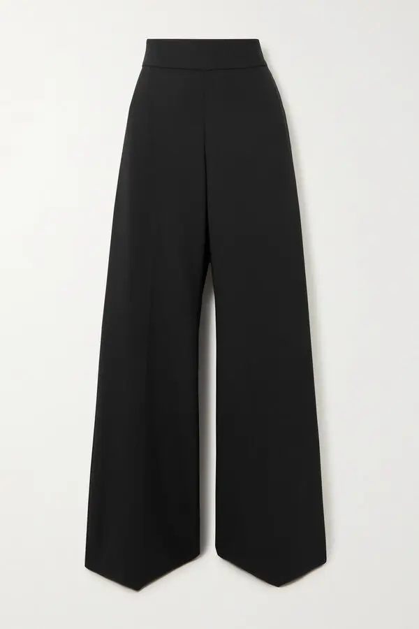 Carolina Herrera Grain De Poudre Wool-blend Wide-leg Pants - Black