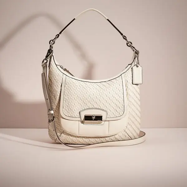 Coach Restored Kristin Woven Leather Hobo - Silver/Parchment