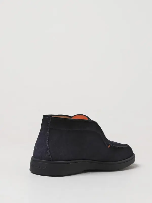 Santoni Suede Leather Desert Boots With Rubber Sole - Blue