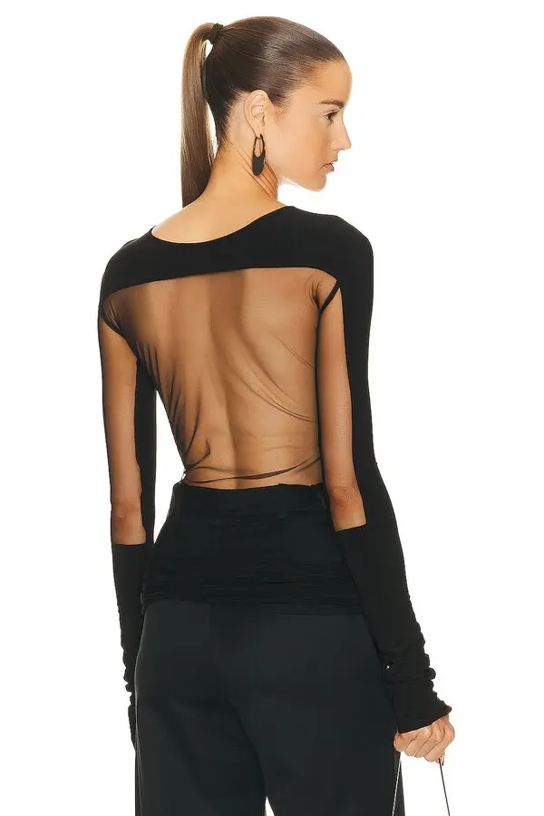 GRACE LING Square Sheer Cut Out Top