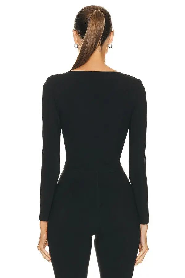 LE ORE Veneto Deep V Neck Long Sleeve Top In Teal