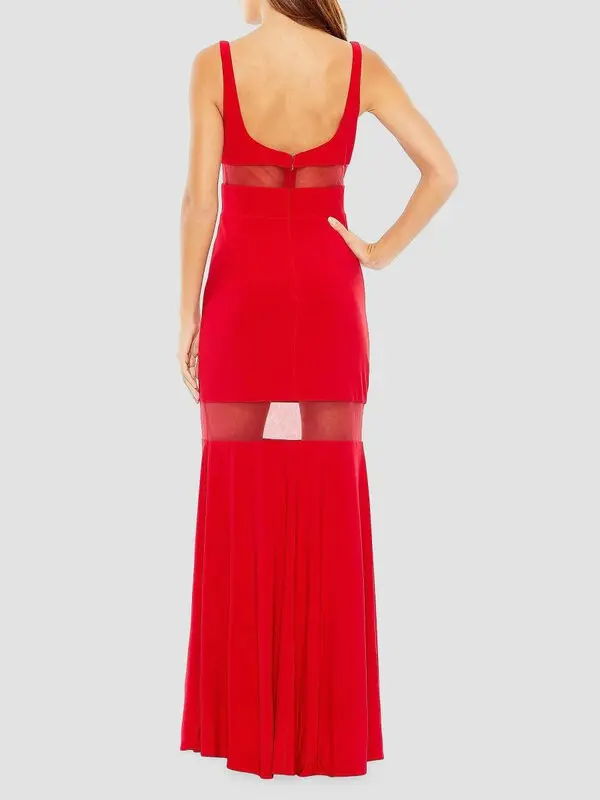 Mac Duggal Mesh Panel Column Gown