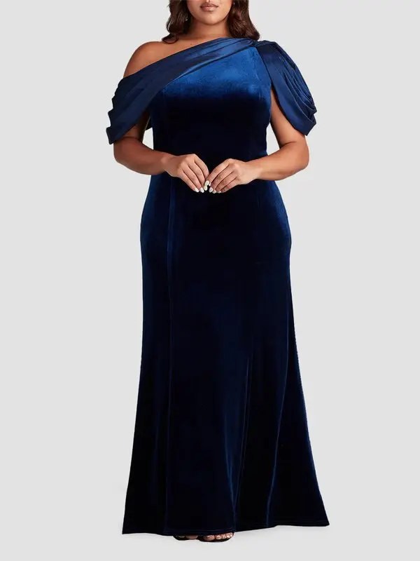 Tadashi Shoji Satin-embellished Velvet Gown