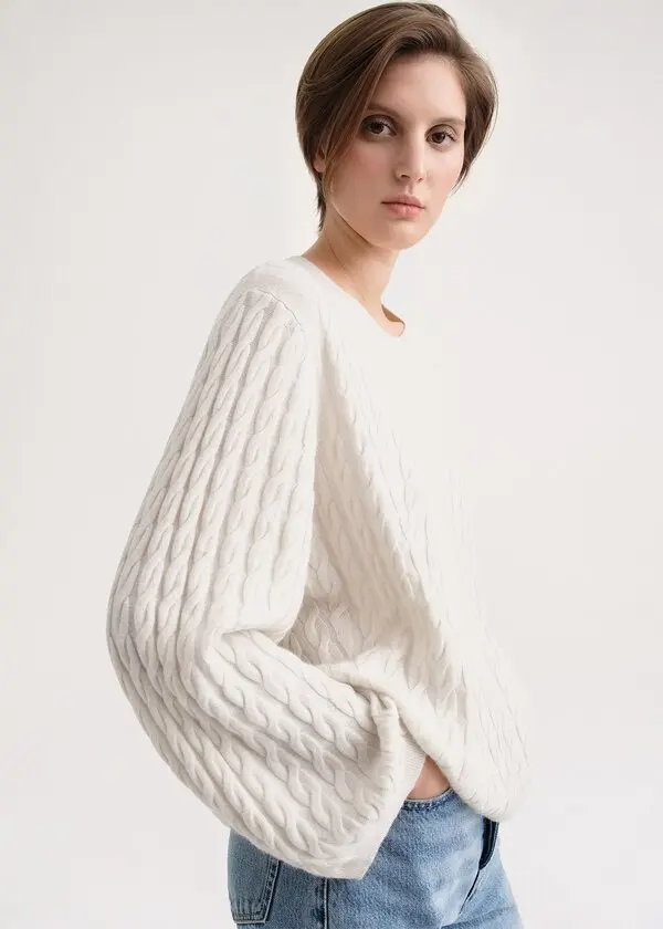 Toteme Cashmere Cable Knit Sweater - Off-White | Editorialist