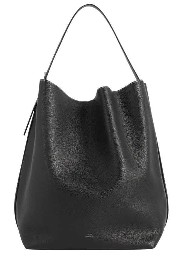 TOTEME Belted Grained-leather Tote - Black Grain