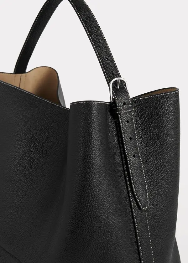 TOTEME Belted Grained-leather Tote - Black Grain