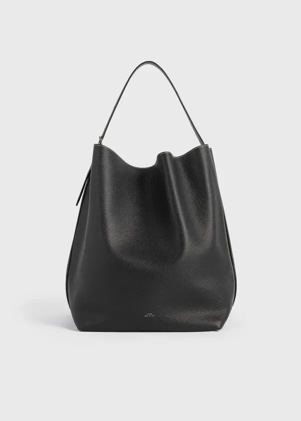 TOTEME Belted Grained-leather Tote - Black Grain