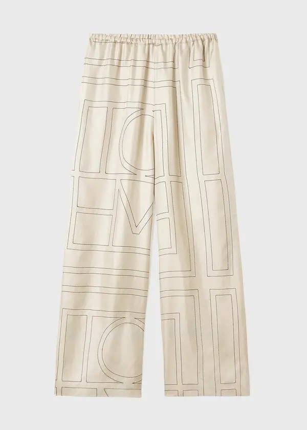 TOTEME Monogram Silk Pj Bottoms Ivory - Creme