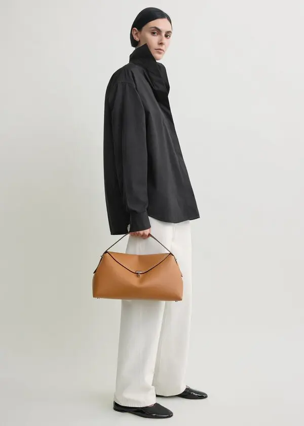 TOTEME T-lock Grained-leather Top Handle Bag - Brown