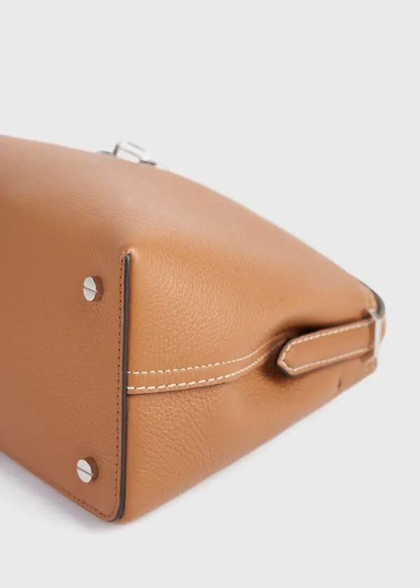 TOTEME T-lock Grained-leather Top Handle Bag - Brown