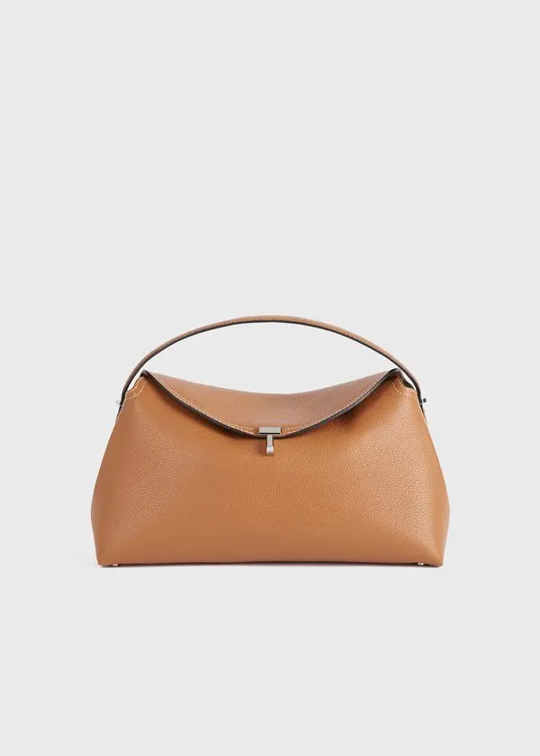 TOTEME T-lock Grained-leather Top Handle Bag - Brown