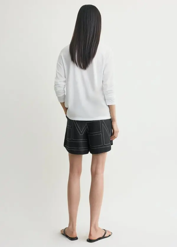 TOTEME Monogram Silk Pajama Shorts - Black Monogram