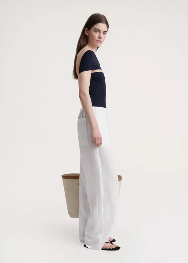 TOTEME Jacquard Stripe Drawstring Trousers White