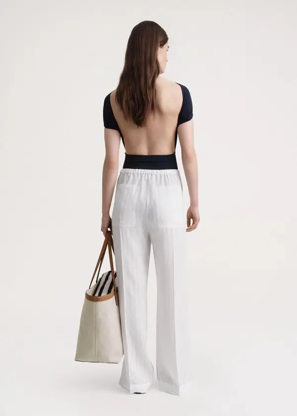 TOTEME Jacquard Stripe Drawstring Trousers White