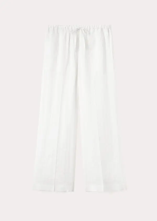 TOTEME Jacquard Stripe Drawstring Trousers White