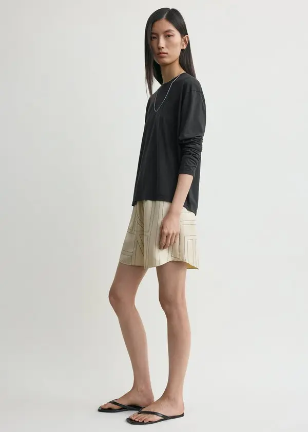 TOTEME Monogram Silk Pajama Shorts - Ivory Monogram