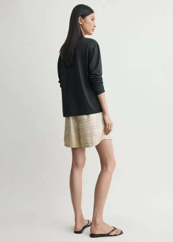 TOTEME Monogram Silk Pajama Shorts - Ivory Monogram