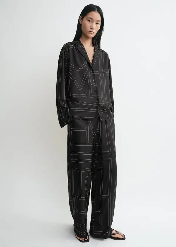 TOTEME Monogram Silk Pj Top - Black