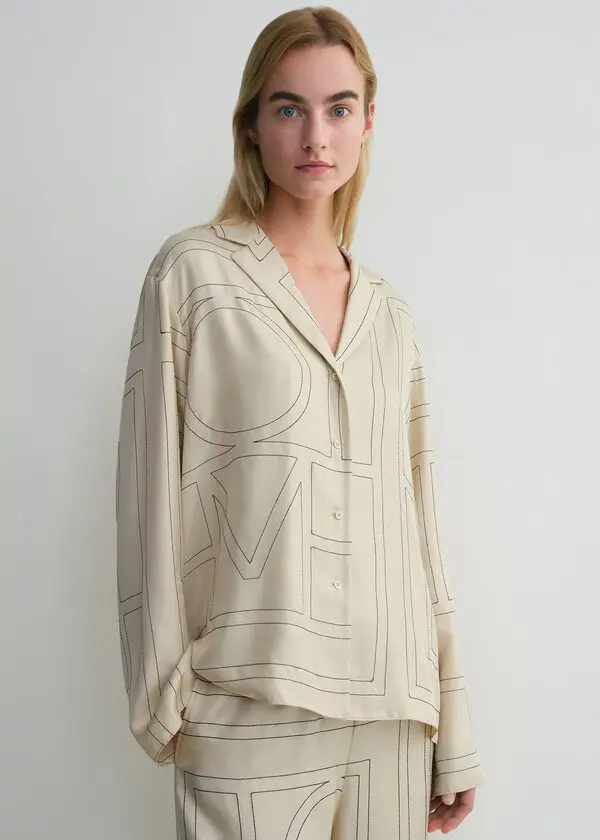 TOTÊME Monogram Silk Pj Top - Ivory