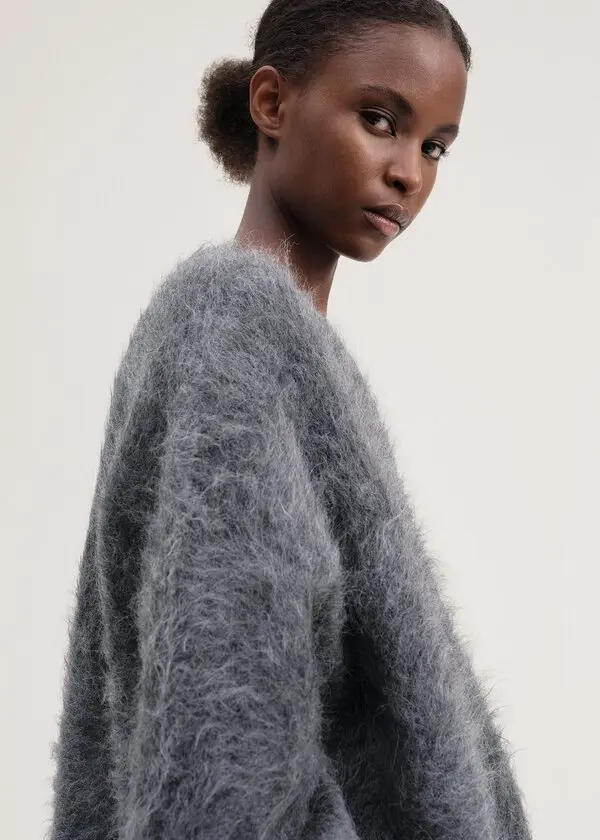 TOTEME Boxy Alpaca Knit Dark Mélange - Grey